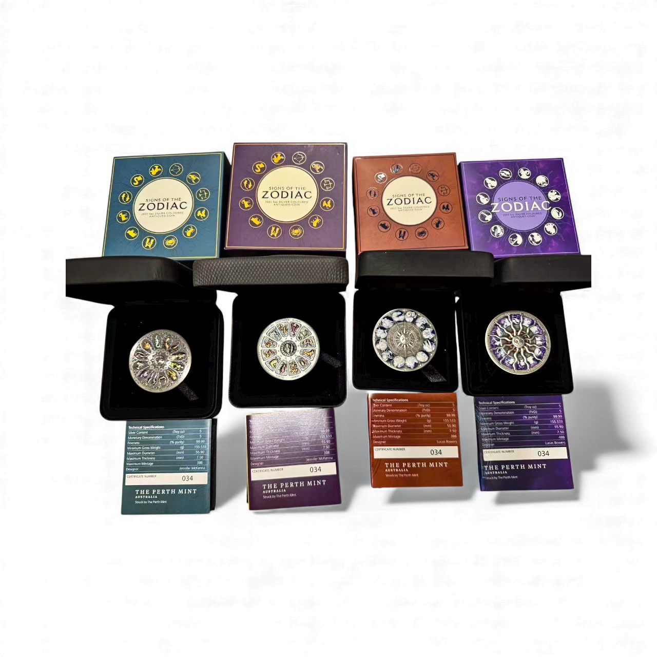 2020，2021，2022，2023 Signs of the Zodiac 5oz Silver Antiqued Coloured ...